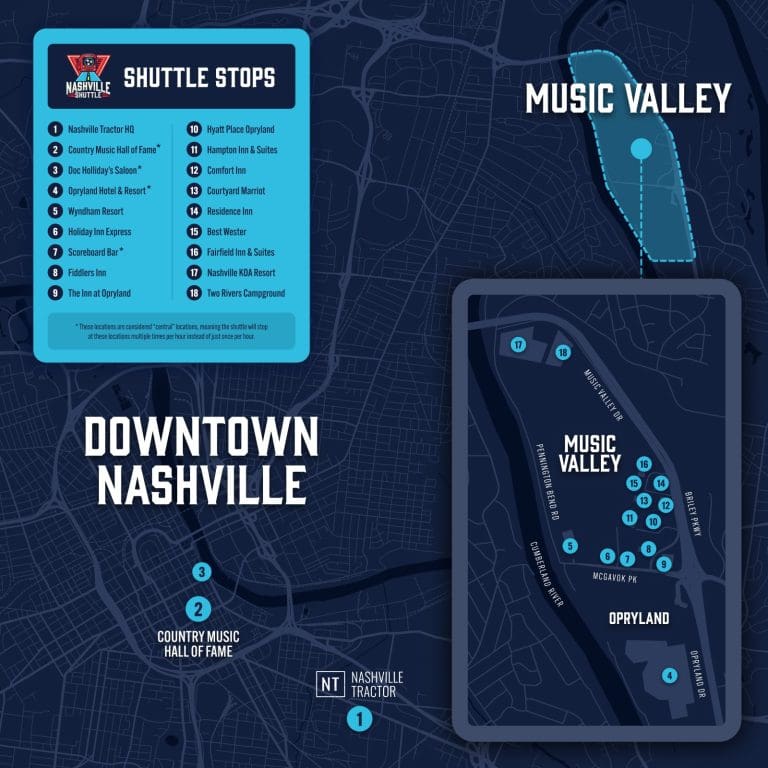 Explore Nashville with Our Shuttle Route Map | Nashville Shuttle